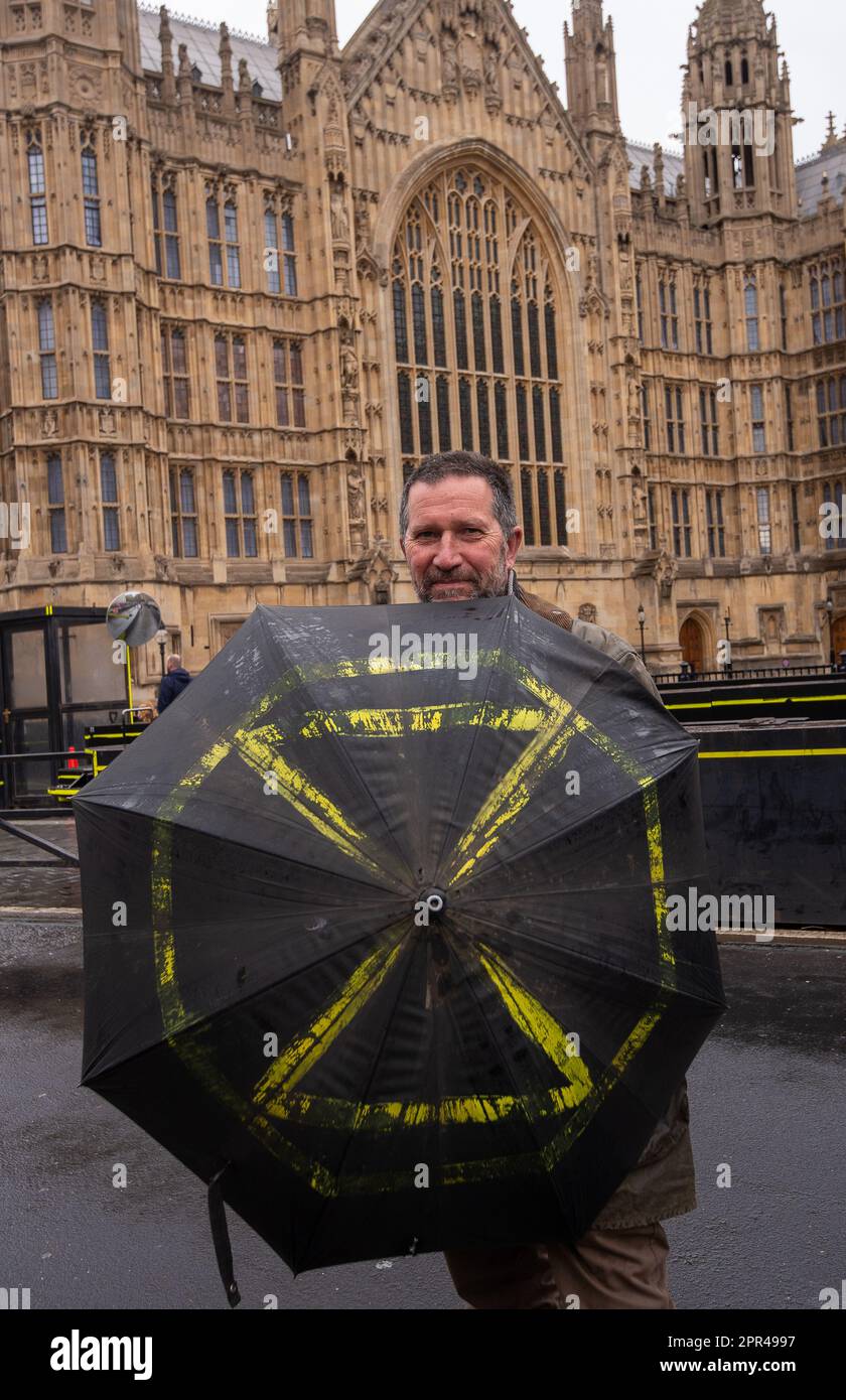 Westminster, London, UK. 23rd April, 2023. Stop HS2 protesters ...