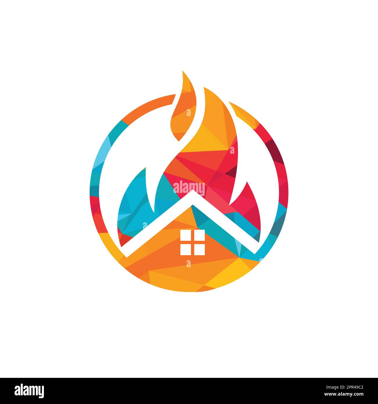 House fire vector logo design template. Preventing fire or fire alarm ...