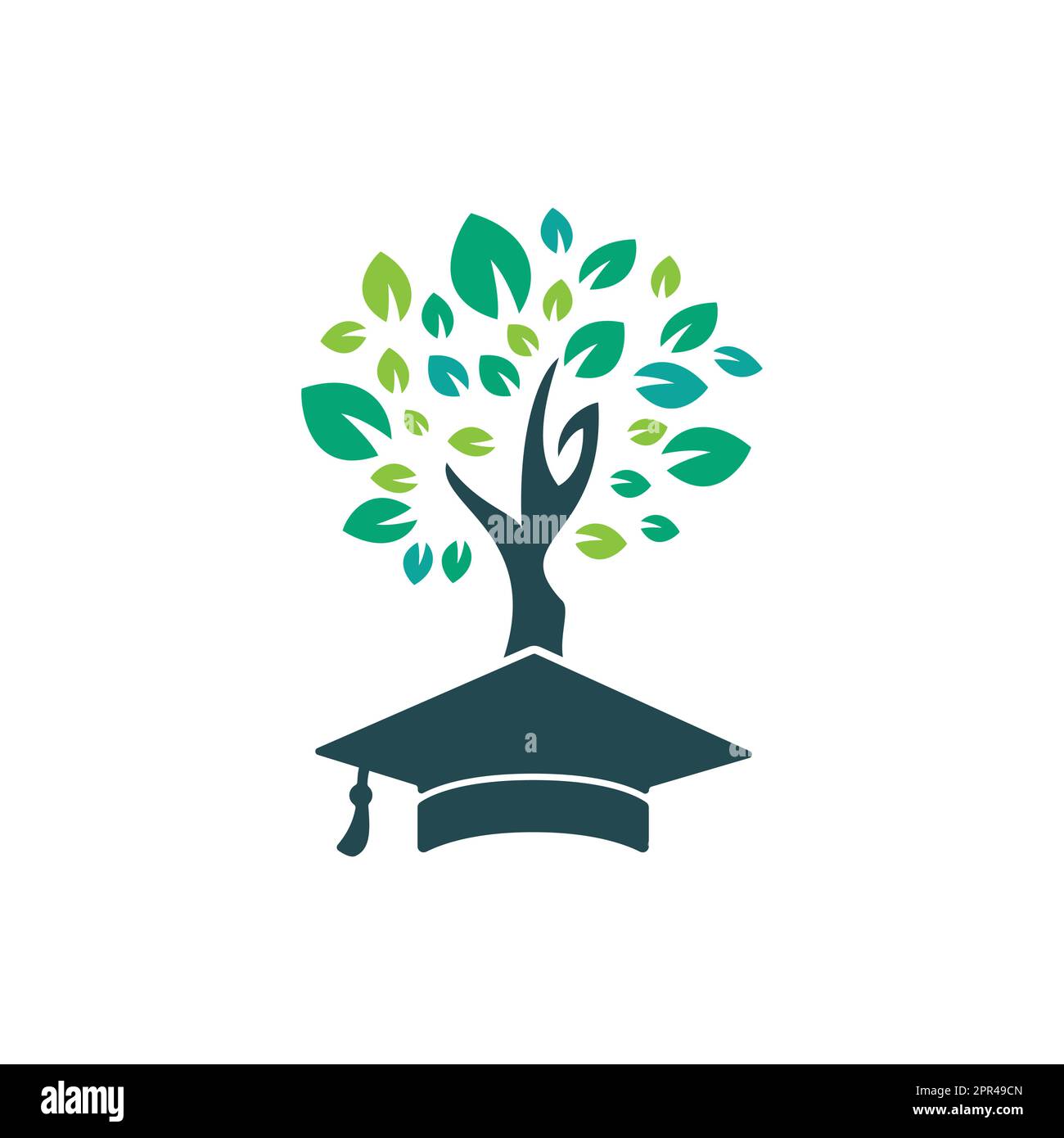 Creative modern nature Education logo design. Graduation cap and tree ...
