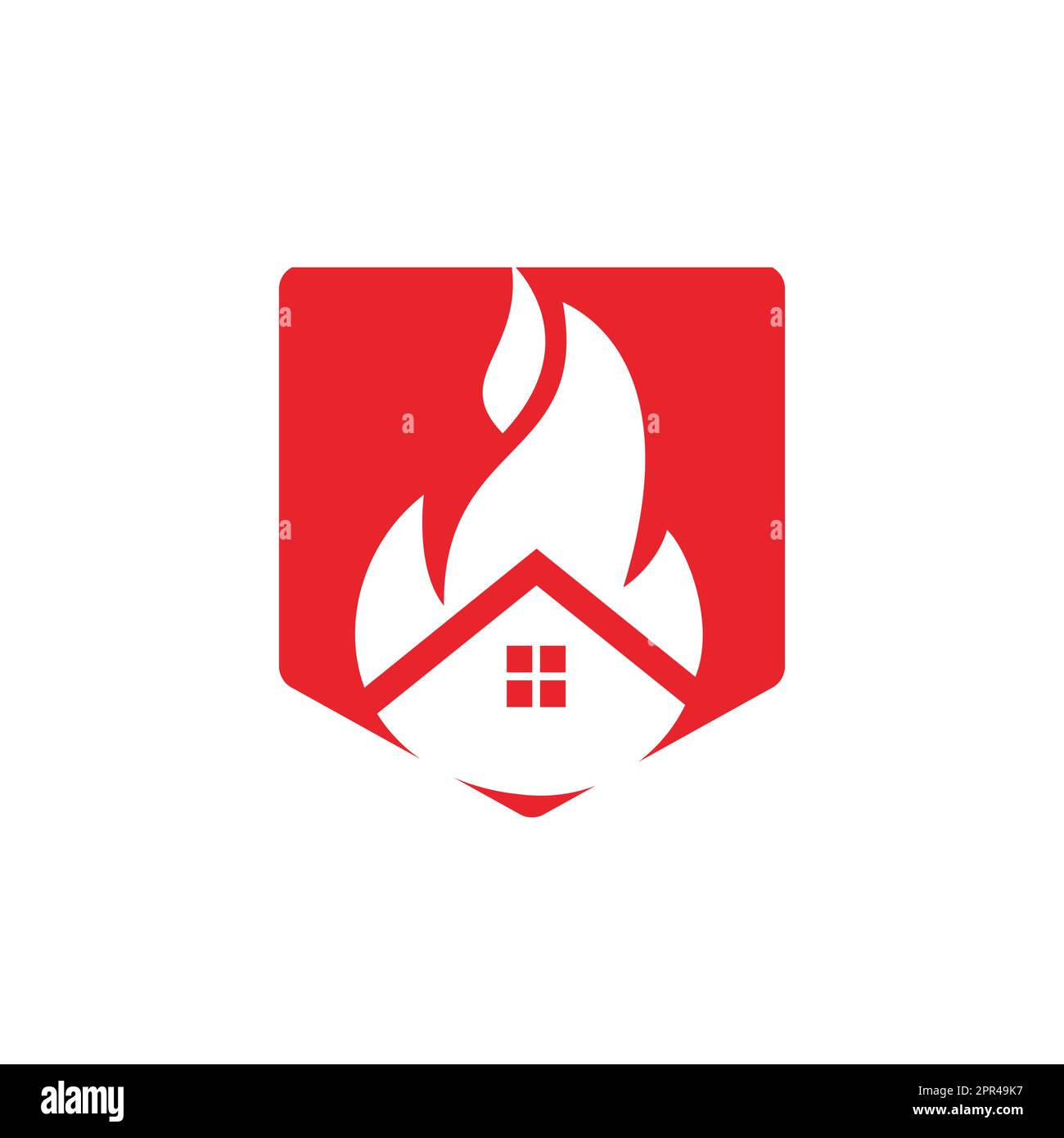 House fire vector logo design template. Preventing fire or fire alarm ...