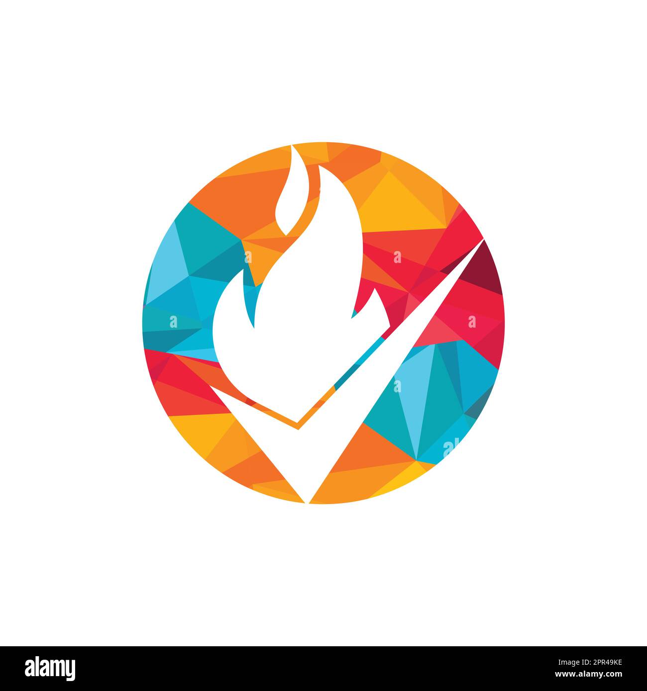 Fire check vector logo design template. Fire and checkmark icon design ...