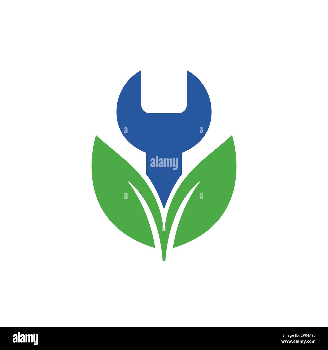 Wrench leaf vector logo design template. Repair service leaf nature ...