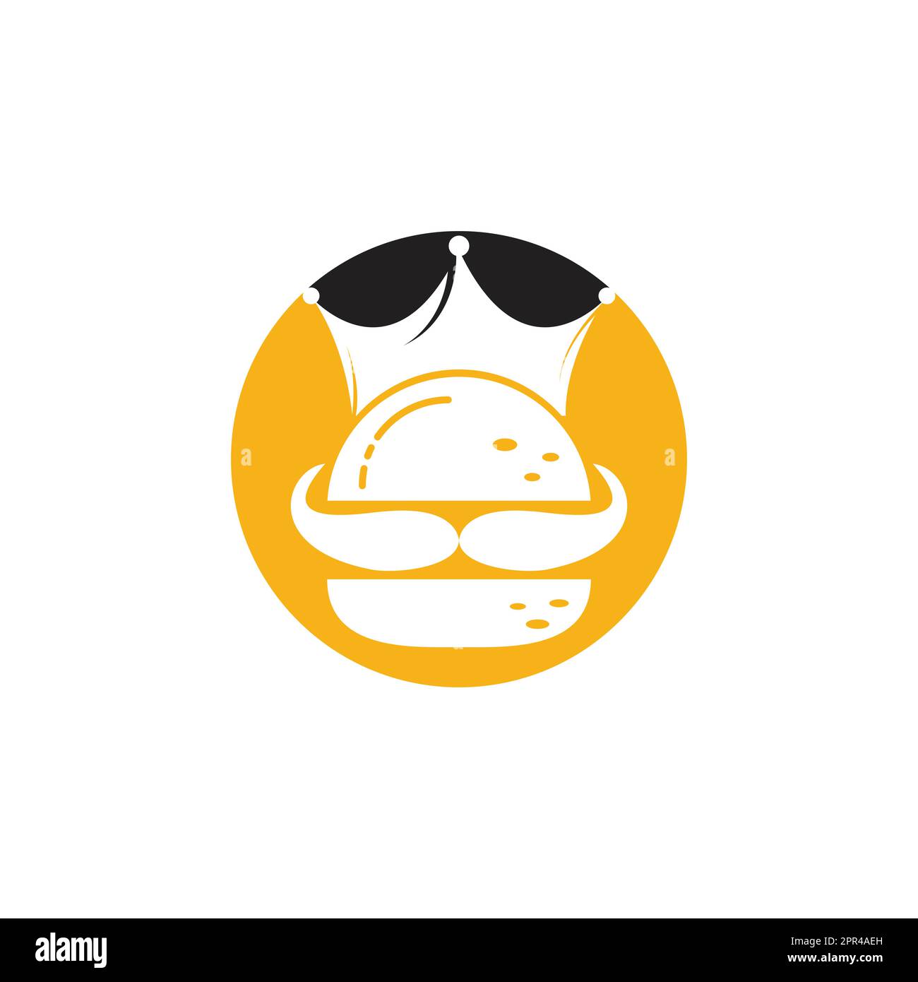 Burger king vector logo design. Burger with crown and mustache icon ...