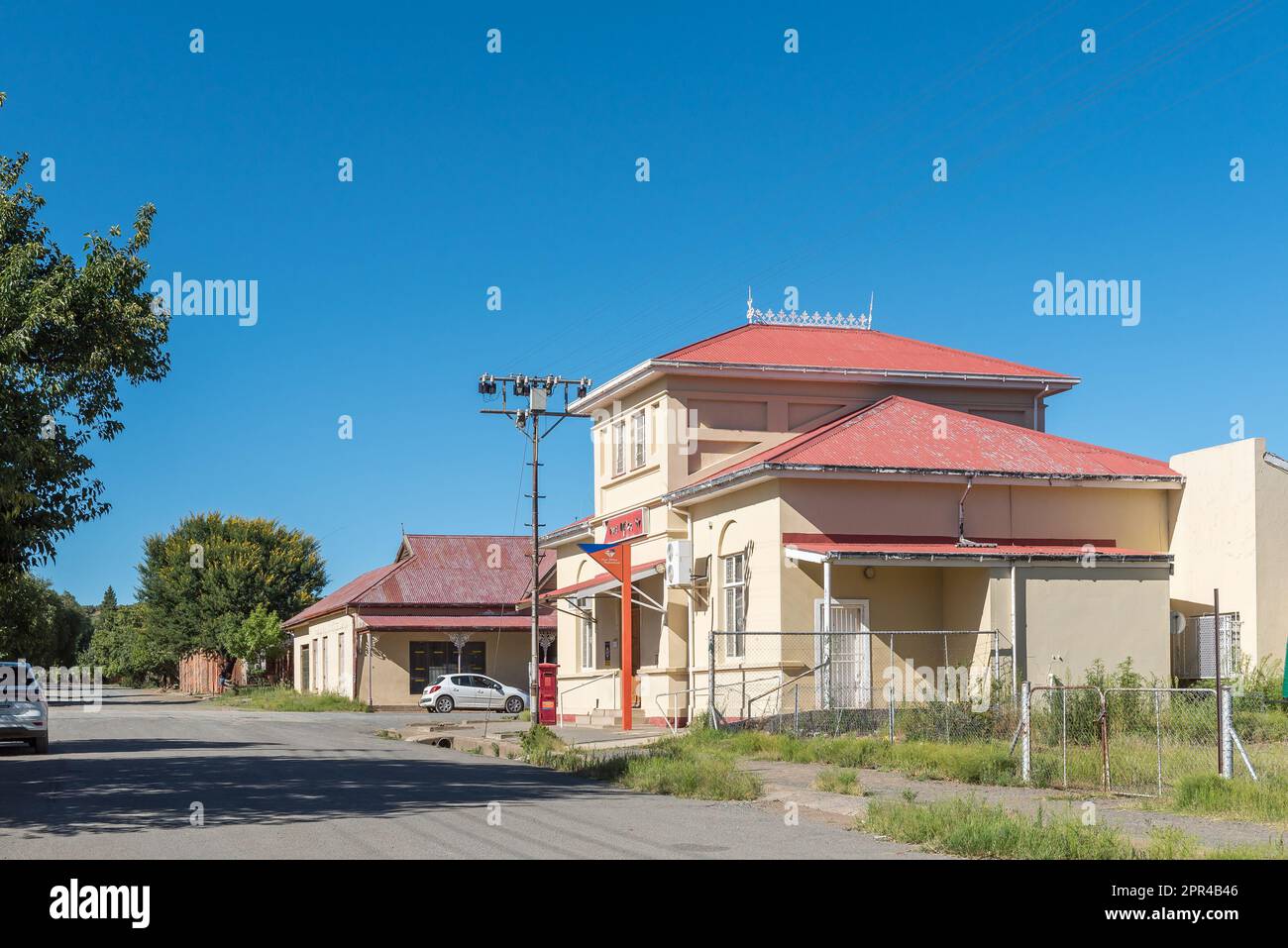 Jagersfontein, South Africa - Feb 21, 2022: A street scene, with the ...