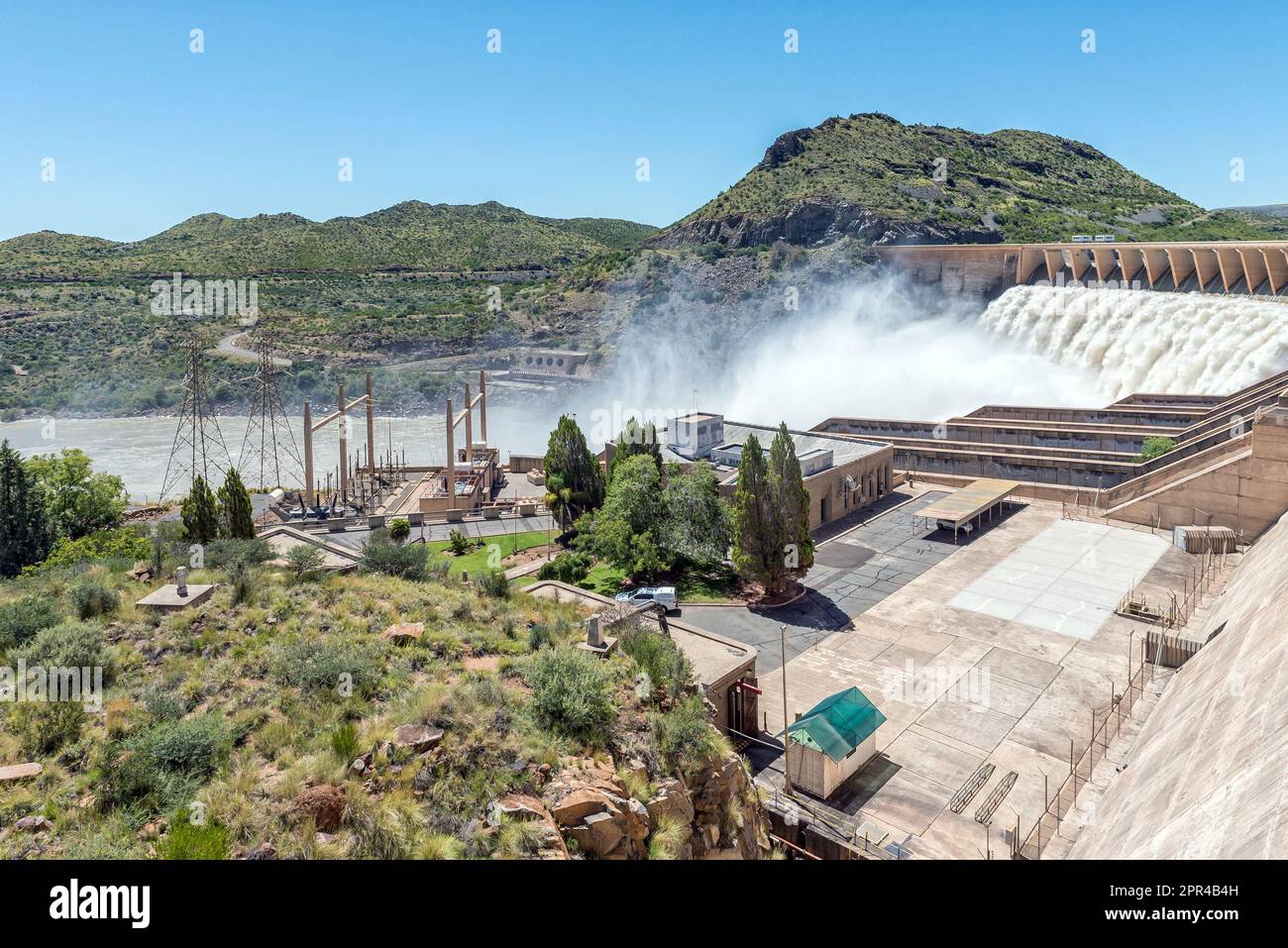 Vanderkloof, South Africa - Feb 21, 2022: Buildings and substation at ...