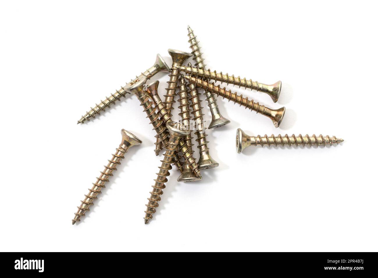 Wood screws isolated on white background. Carpentry hardware Stock ...
