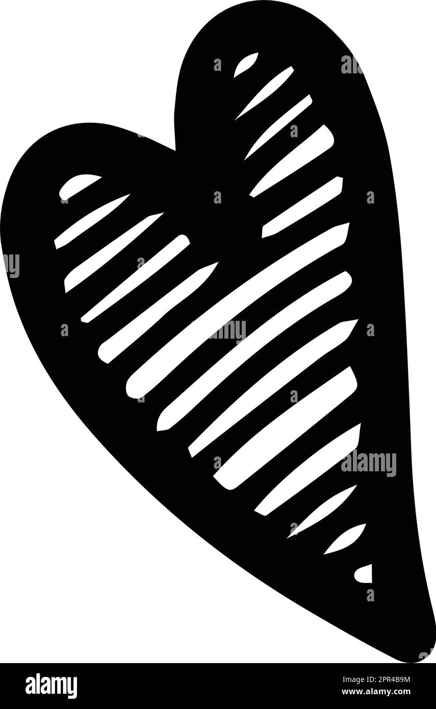 Hand drawn heart symbol love icon romantic trendy doodle art for ...