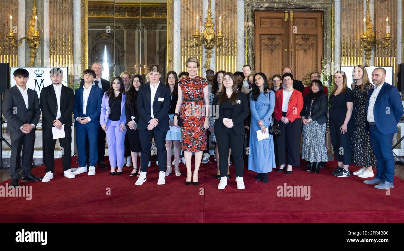 Queen Mathilde of Belgium poses for the photographer during the ...