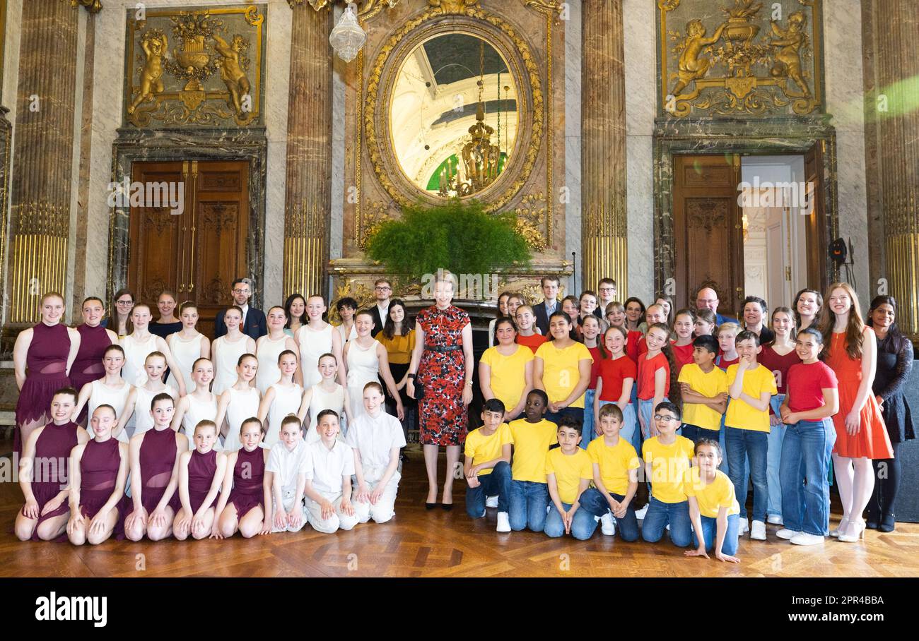 Queen Mathilde of Belgium poses for the photographer during the ...