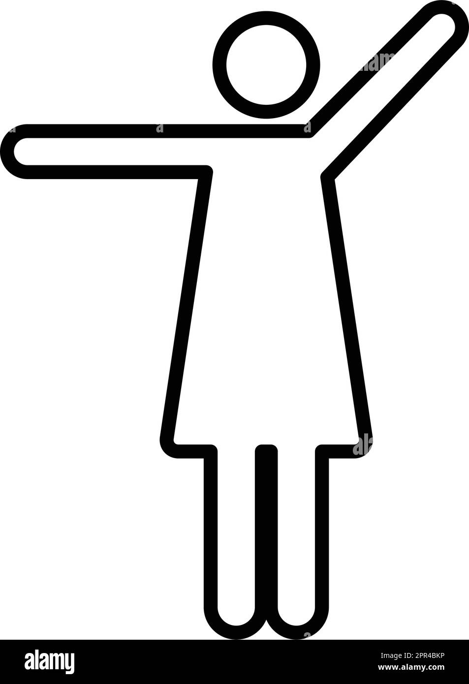 Woman raised arms icon vector female person with open hands symbol in a ...