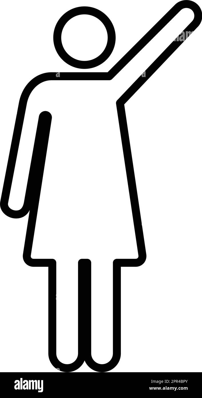 Woman raised arms icon vector female person with open hands symbol in a ...