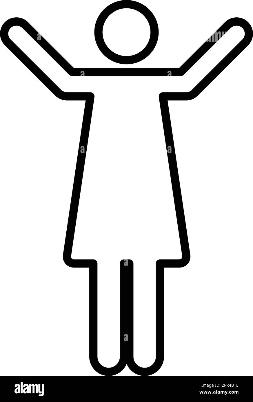 Woman raised arms icon vector female person with open hands symbol in a ...
