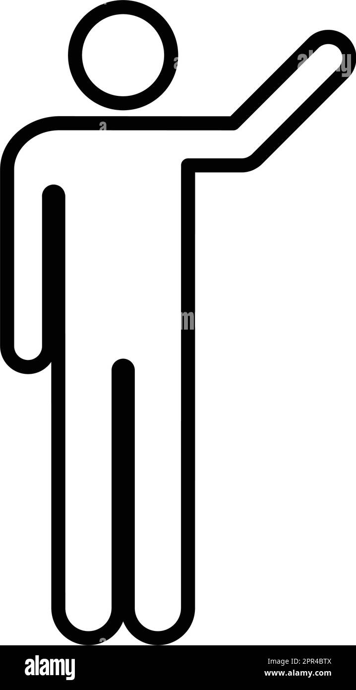 Man raised arms icon vector male person with open hands symbol in a ...