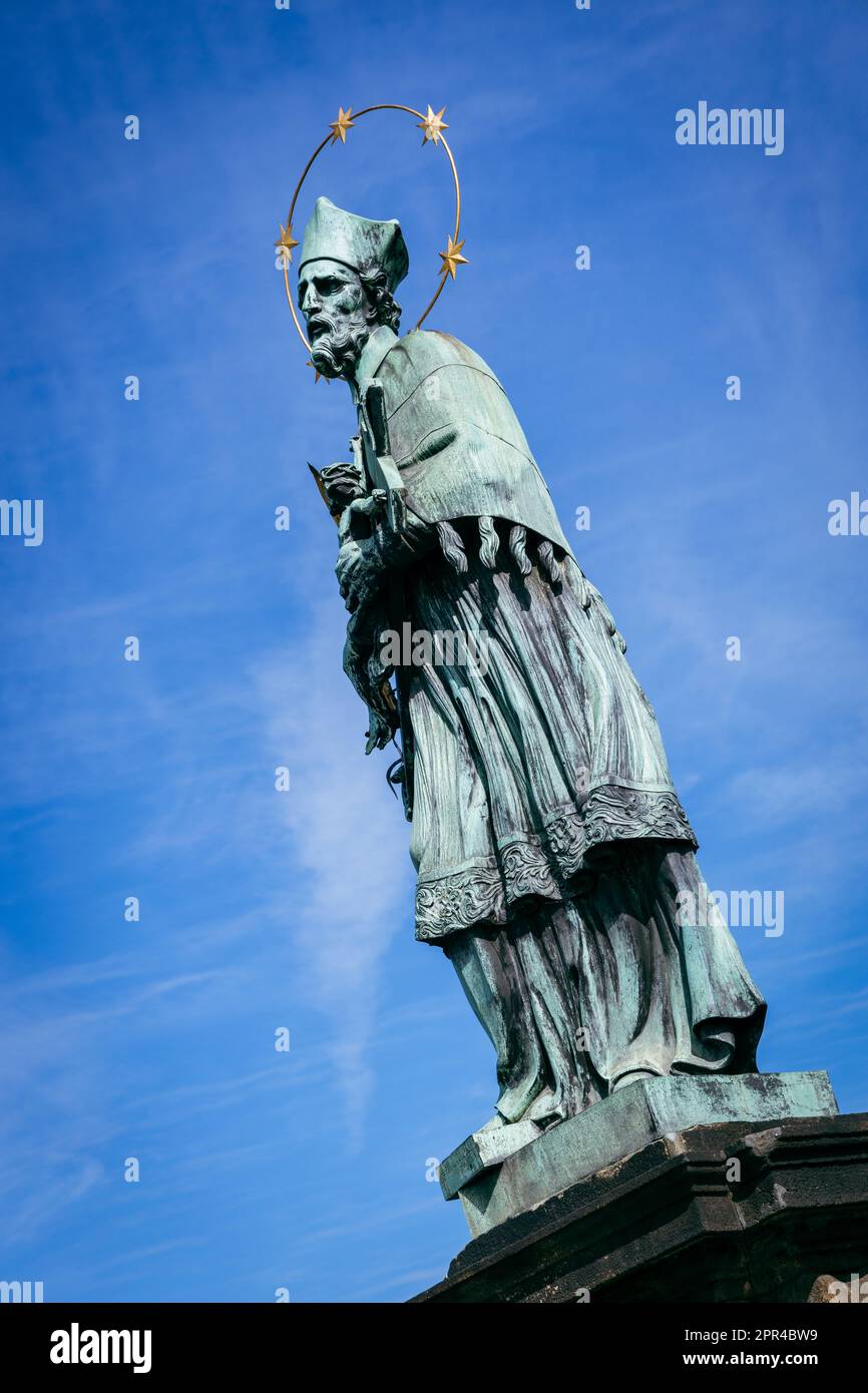 An impressive statue of John of Nepomuk in the city of Prague, Czech ...