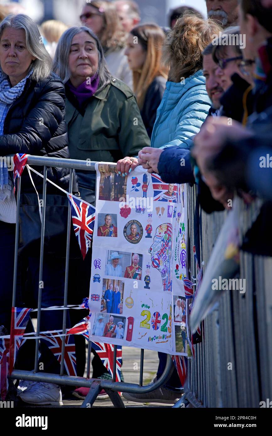 Members of the public gather outside Liverpool Central Library, ahead ...