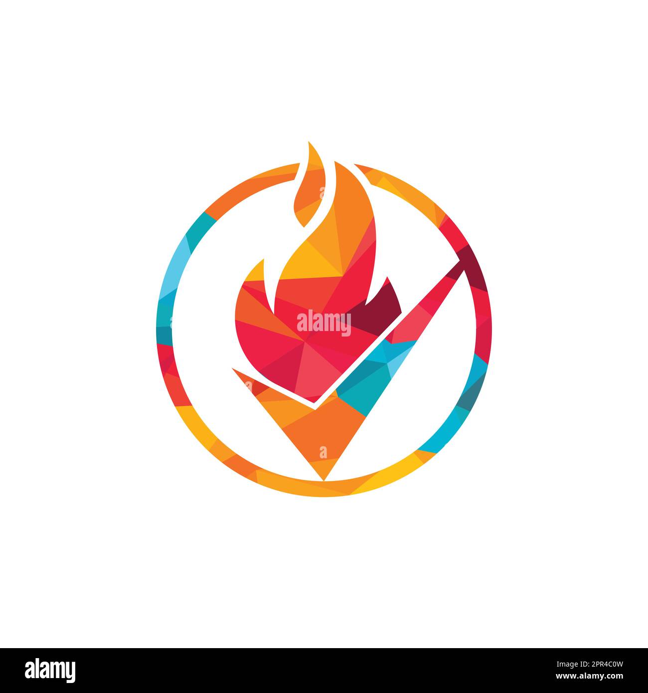 Fire check vector logo design template. Fire and checkmark icon design ...