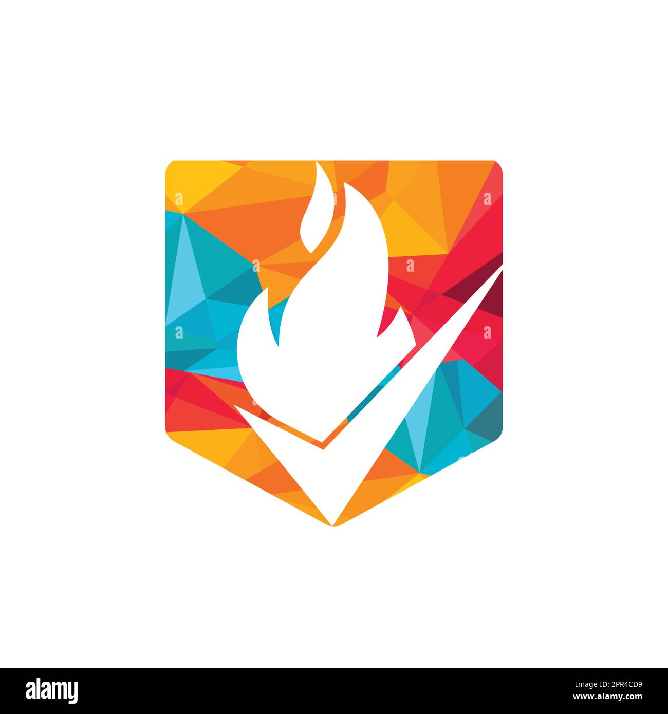 Fire check vector logo design template. Fire and checkmark icon design ...