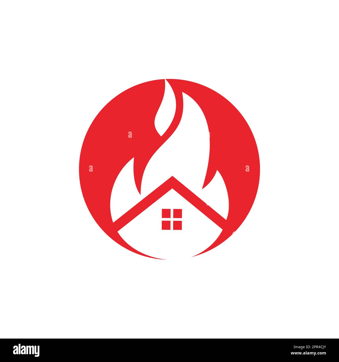 House fire vector logo design template. Preventing fire or fire alarm ...