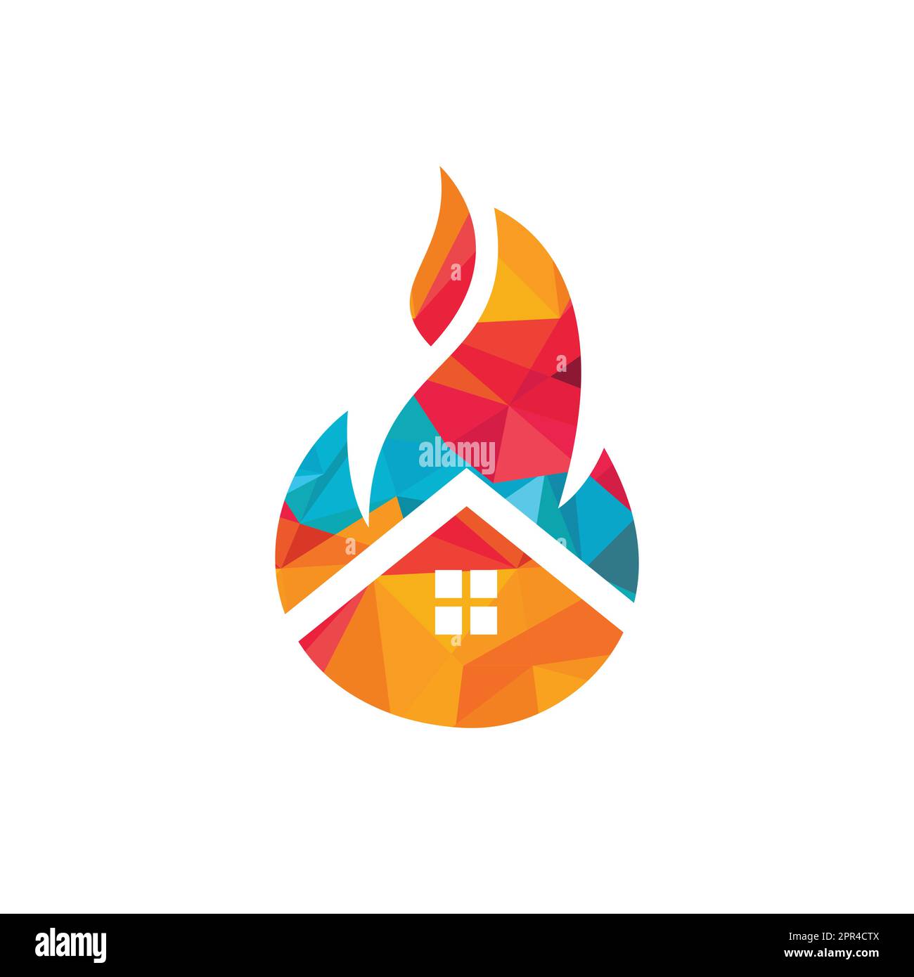 House fire vector logo design template. Preventing fire or fire alarm ...