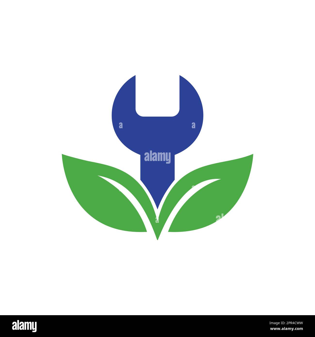 Wrench leaf vector logo design template. Repair service leaf nature ...