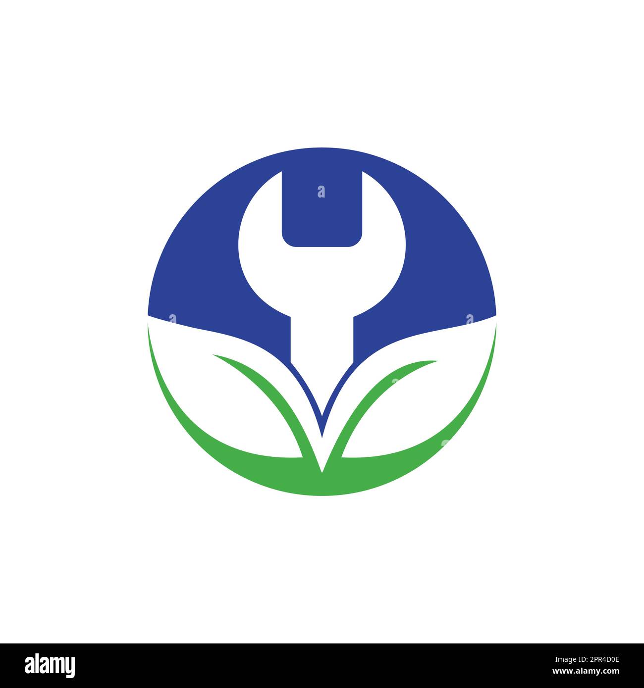 Wrench leaf vector logo design template. Repair service leaf nature ...