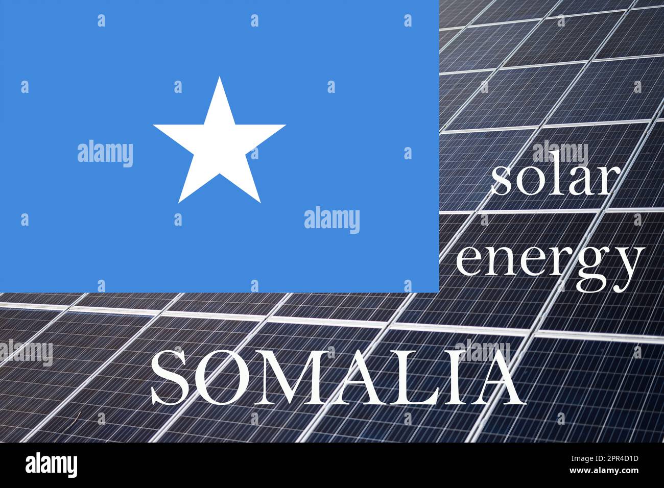 Solar energy panels with Somalia flag background. Sustainable resources ...