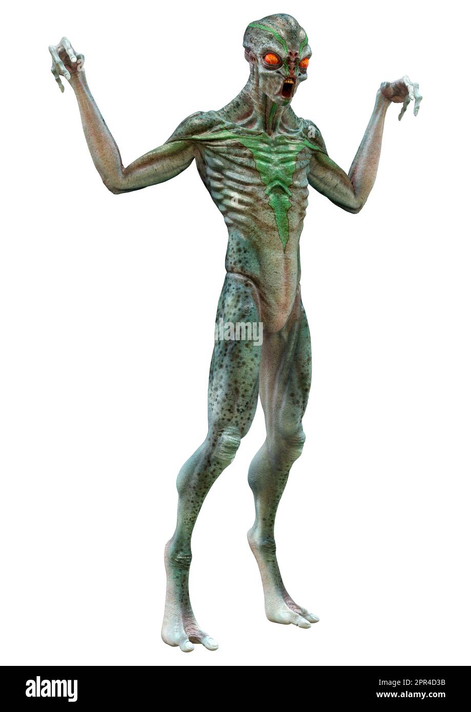 3D rendering of a green alien isolated on white background Stock Photo ...