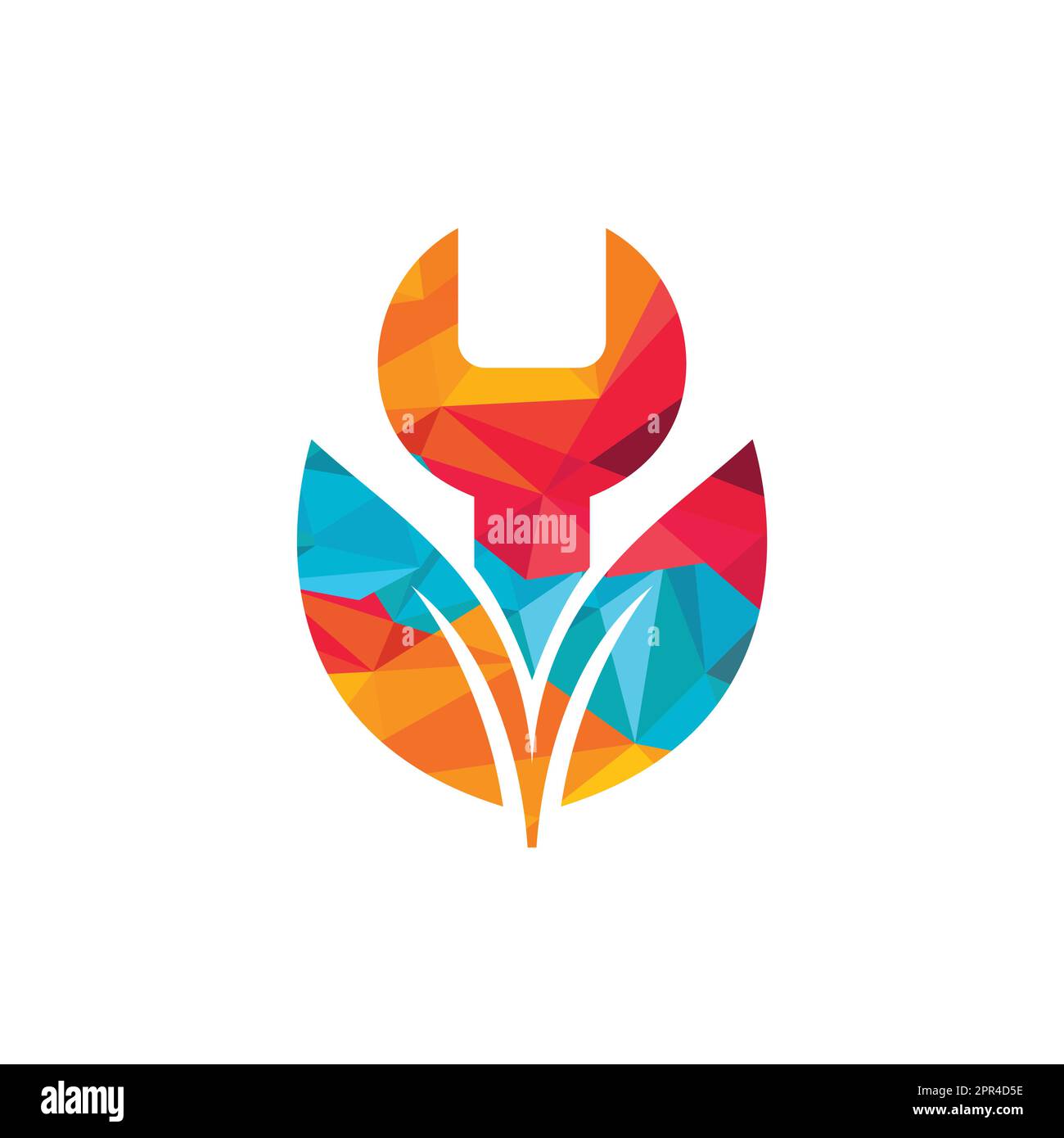 Wrench leaf vector logo design template. Repair service leaf nature ...