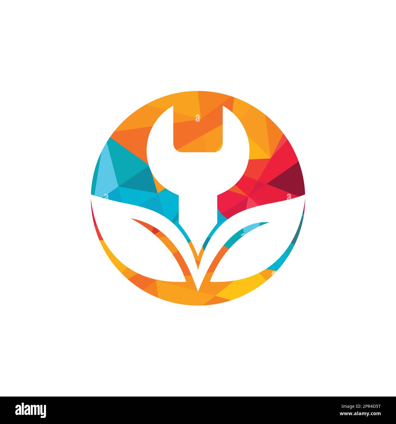Wrench leaf vector logo design template. Repair service leaf nature ...