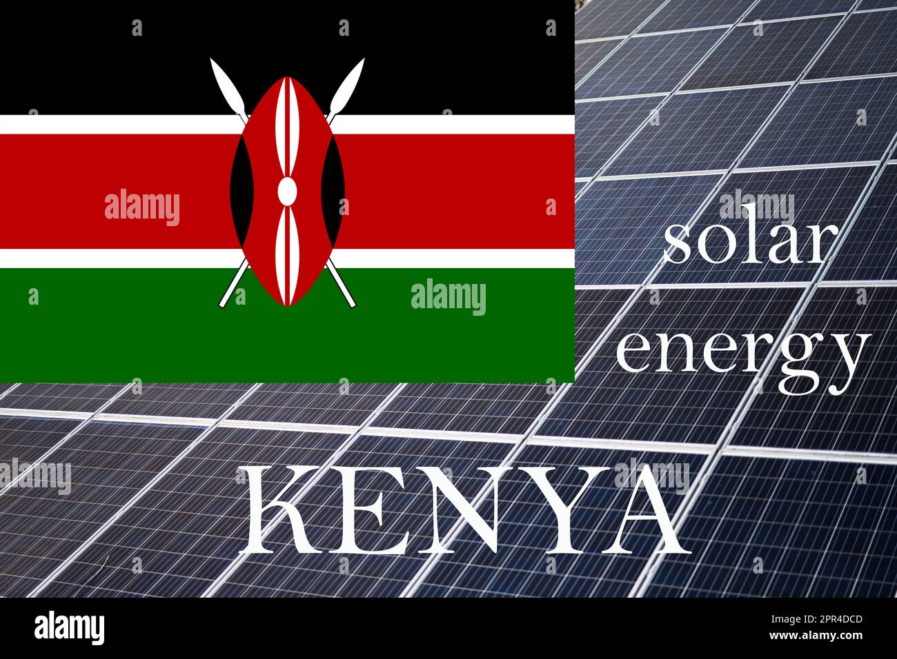 Solar energy panels with Kenya flag background. Sustainable resources ...