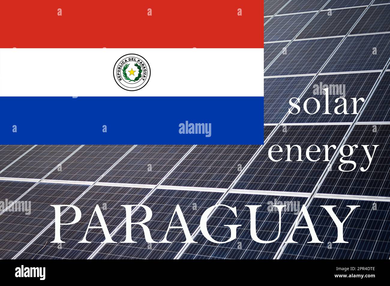 Solar energy panels with Paraguay flag background. Sustainable ...