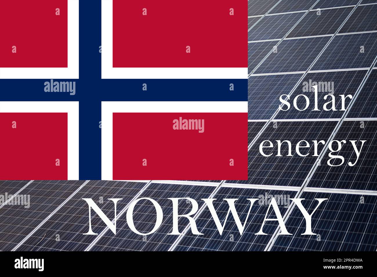 Solar energy panels with Norway flag background. Sustainable resources ...