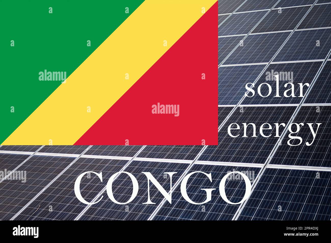 Solar energy panels with Republic of the Congo flag background ...