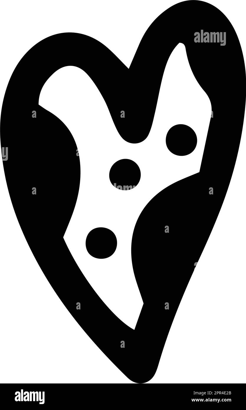 Hand drawn heart symbol love icon romantic trendy doodle art for ...