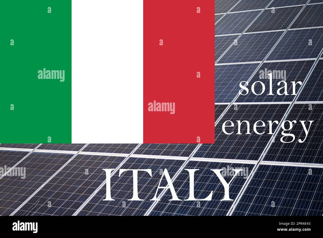 Solar energy panels with Italy flag background. Sustainable resources ...
