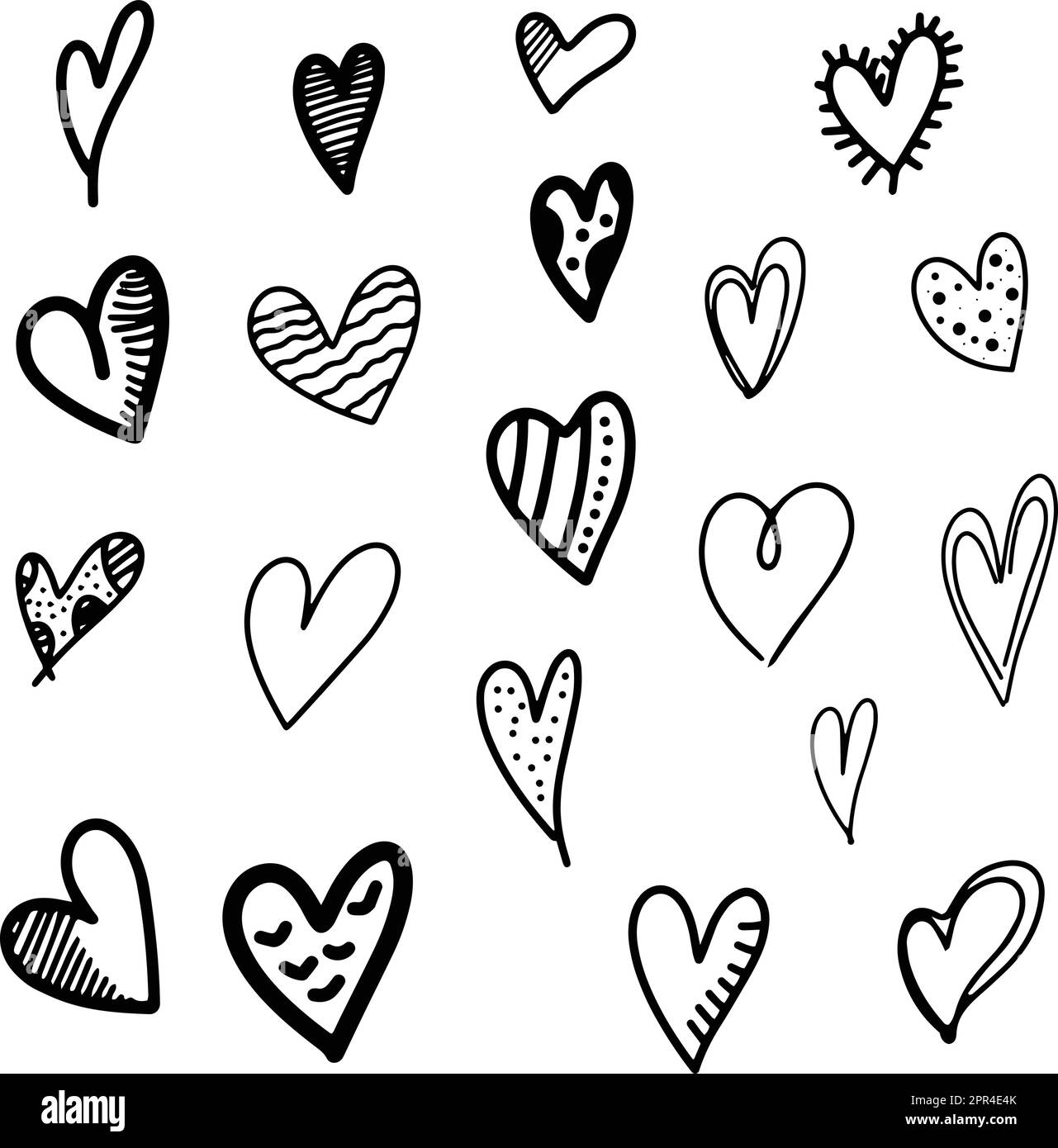 Hand drawn heart symbol love icon romantic trendy doodle art for ...