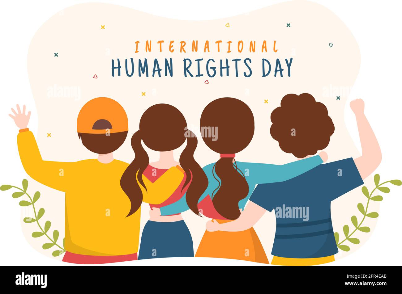 Human Rights Day Template Hand Drawn Flat Cartoon Illustration with ...