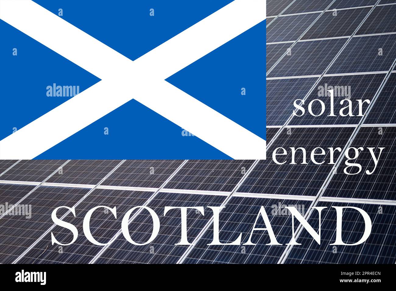 Solar energy panels with Scotland flag background. Sustainable ...
