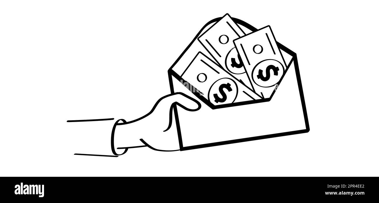 Cartoon bundle usa paper money and hand. Vector dollar, money notes or ...