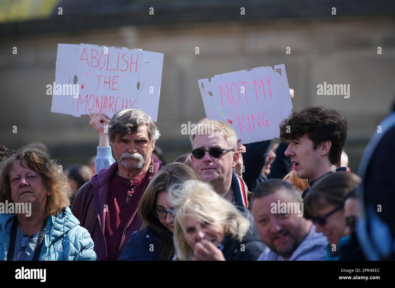 Members of the public gather outside Liverpool Central Library, ahead ...