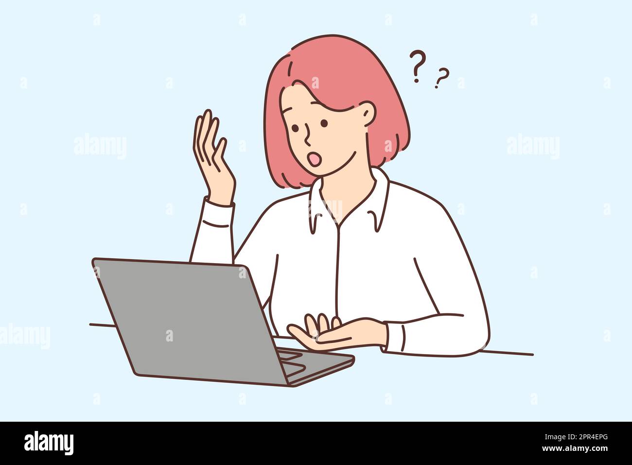 Cartoon confused girl computer hi-res stock photography and images - Alamy