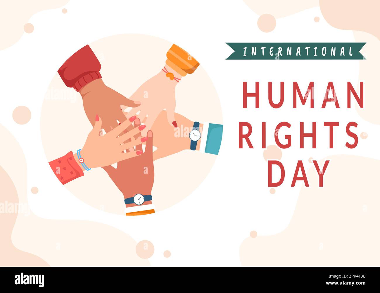 Human Rights Day Template Hand Drawn Flat Cartoon Illustration with ...