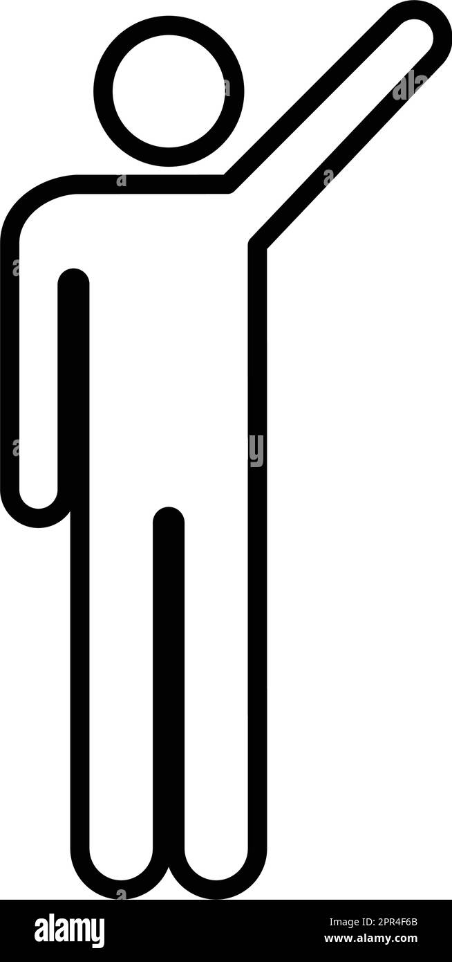 Man raised arms icon vector male person with open hands symbol in a ...