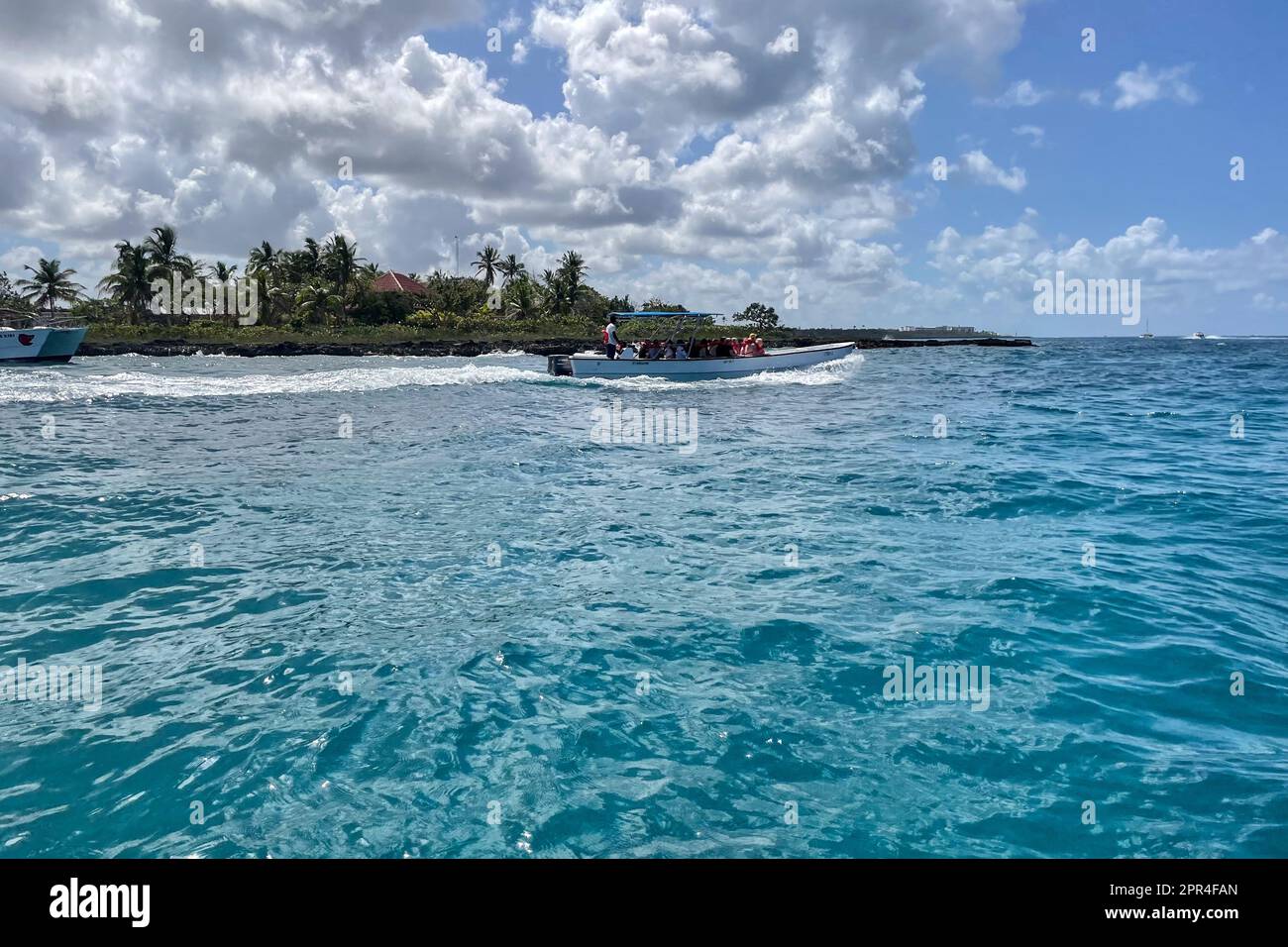 Boat in Cotubanama National Park, Isla Saona, Dominican Republic Stock ...