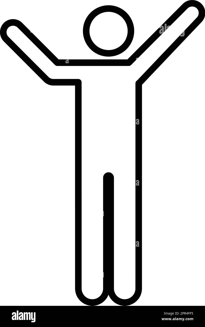 Man raised arms icon vector male person with open hands symbol in a ...