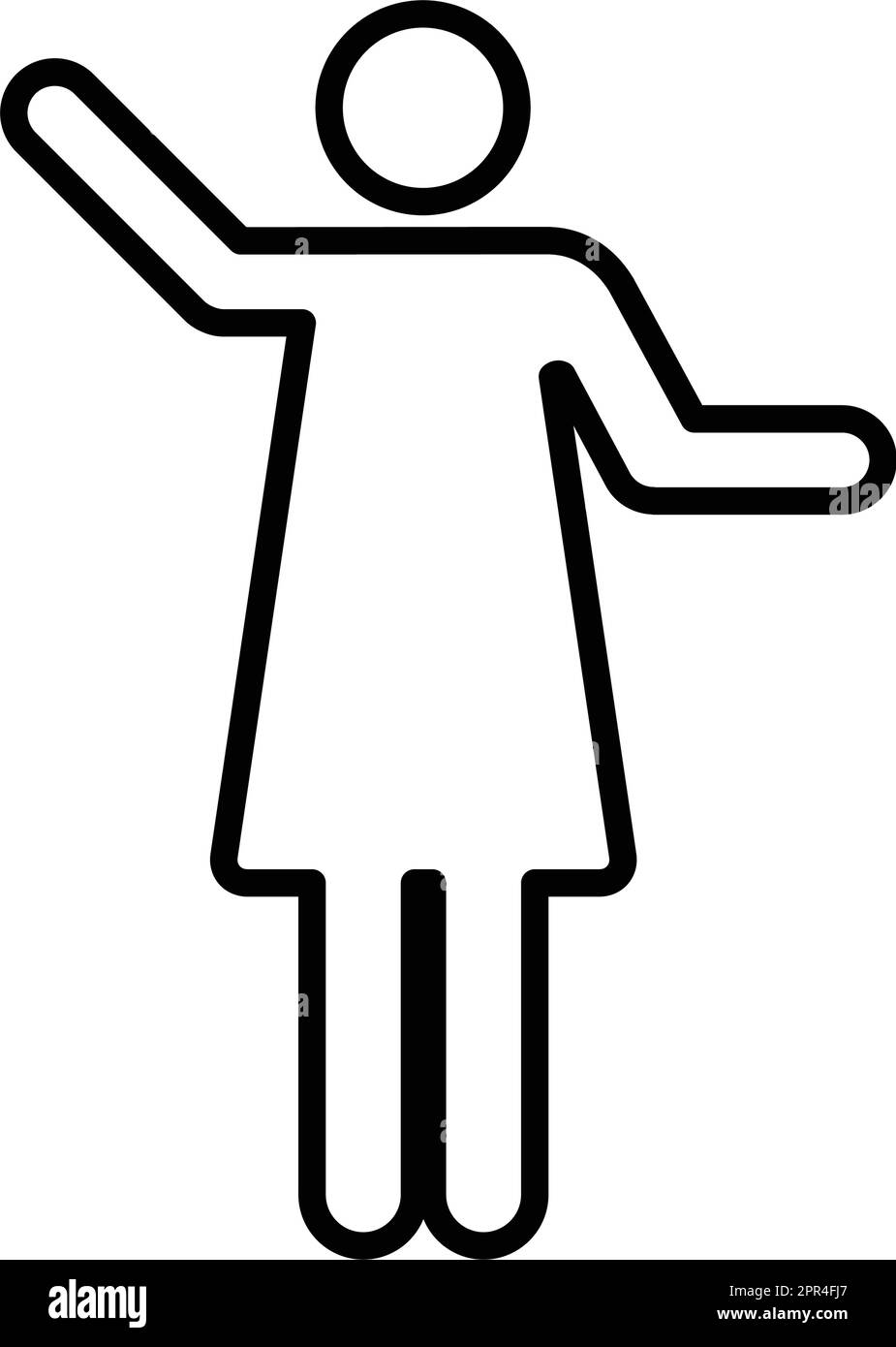 Woman raised arms icon vector female person with open hands symbol in a ...