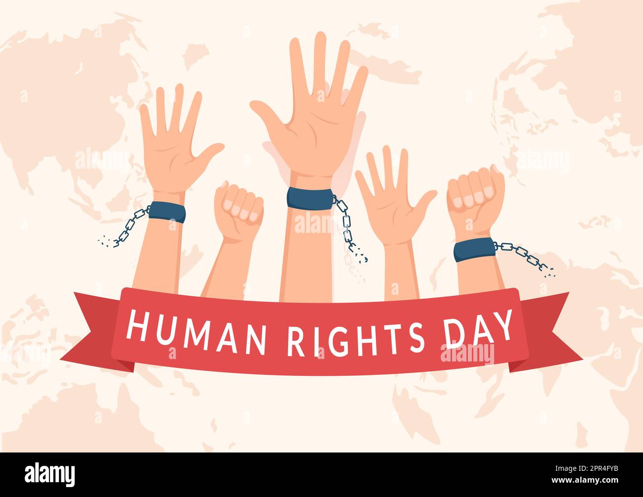 Human Rights Day Template Hand Drawn Flat Cartoon Illustration with ...