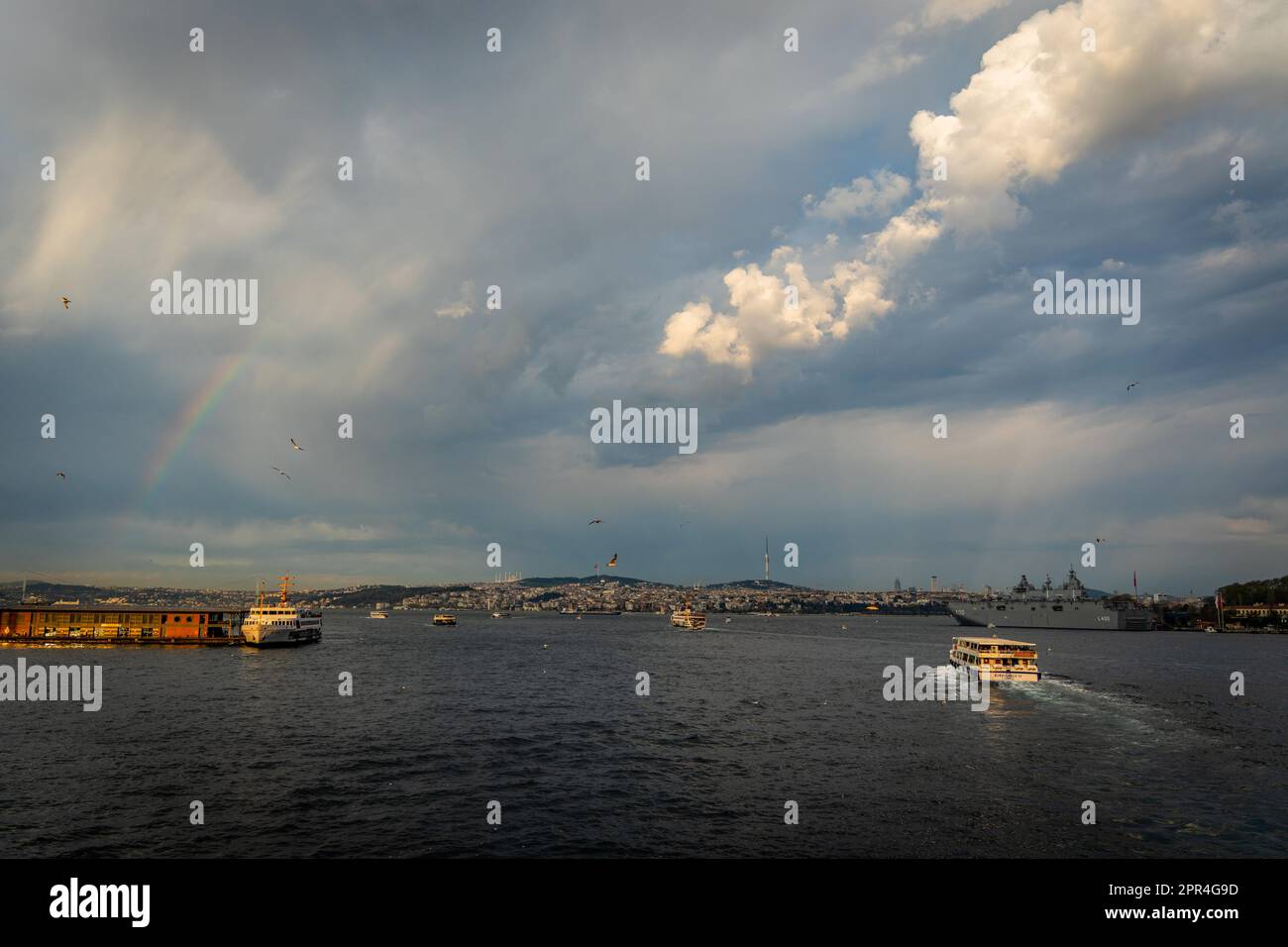 Turkey's largest warship TCG Anadolu L400 docked at Sarayburnu port in Istanbul for public ...
