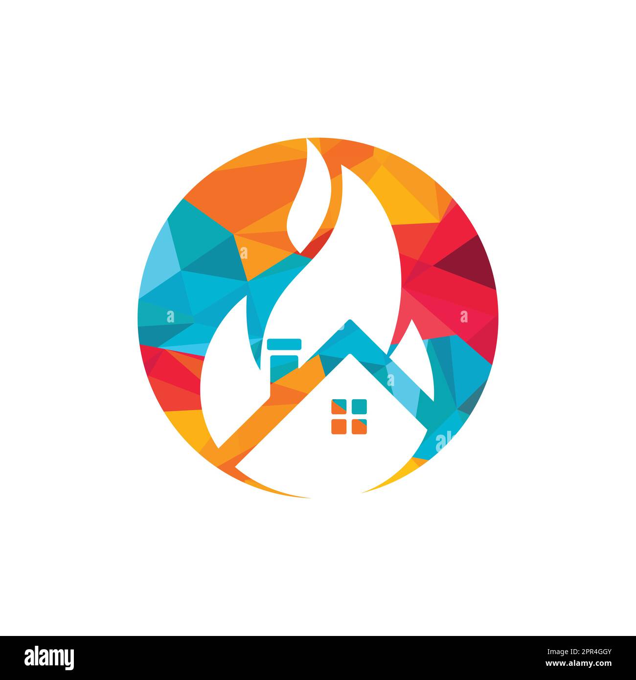 House fire vector logo design template. Preventing fire or fire alarm ...