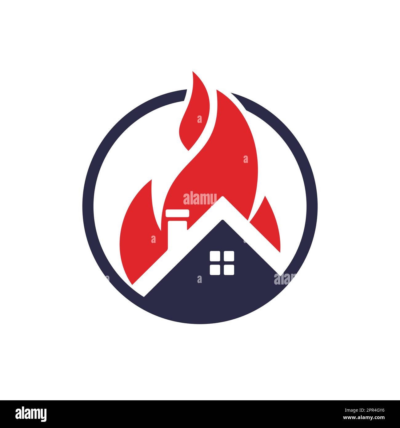 House fire vector logo design template. Preventing fire or fire alarm ...